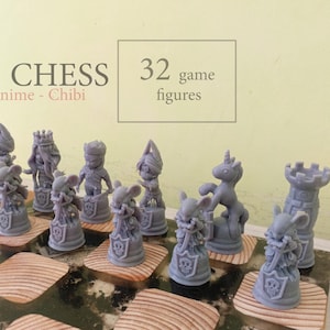 Complete Anime Chibi Style Resin Chess Set Handmade - Etsy