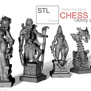STL Chess Army of Undead Unique 13 Gaming Figures for 3D Printing - Etsy