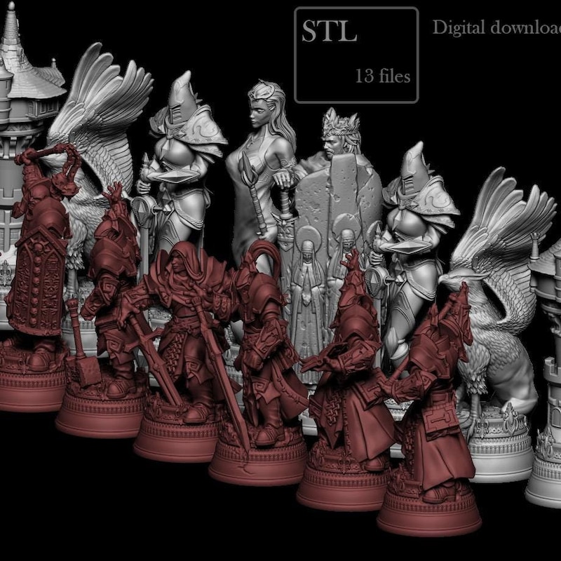 Chess Set Stl - Etsy