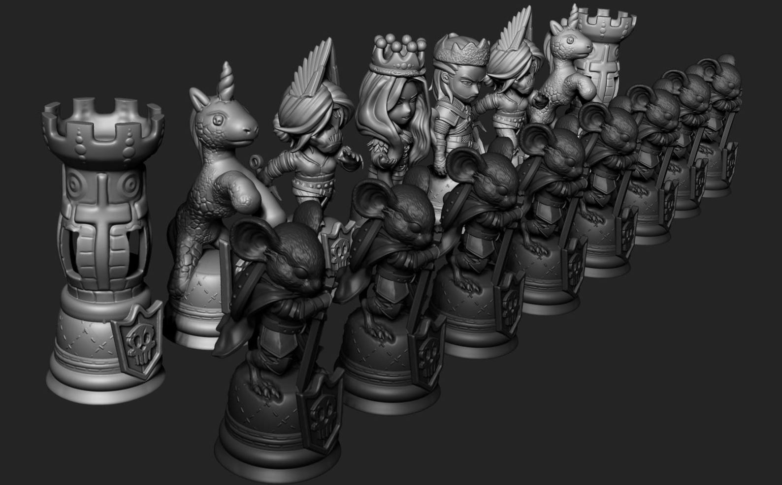 STL Set Chess Anime Chibi Figures Board Game Model for 3D Printing - Etsy