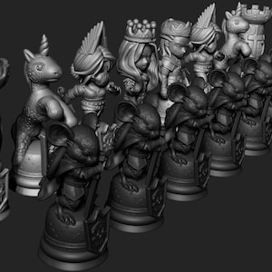 STL Set Chess Anime Chibi Figures Board Game Model for 3D Printing - Etsy