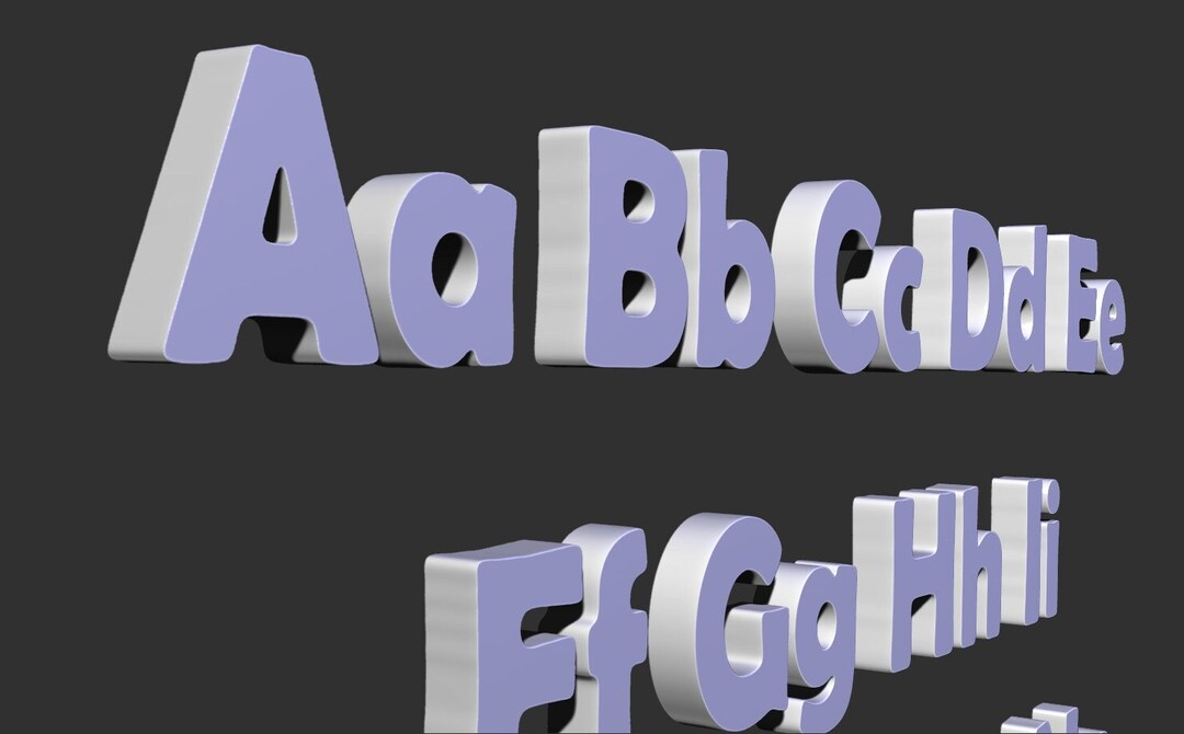 STL Models of Letters of the English Alphabet Aa-zz Design Font for 3D ...