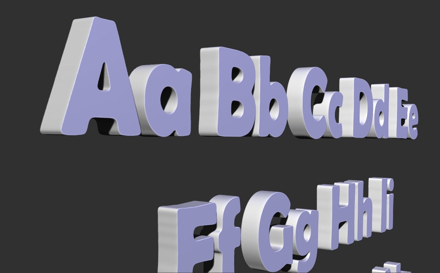 STL Models of Letters of the English Alphabet Aa-zz Design Font for 3D ...