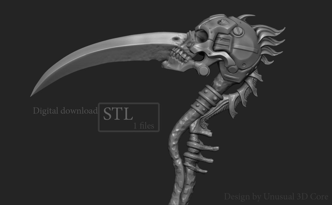 STL Weapon Scythe With Skull V001 for Game 3D Printing - Etsy
