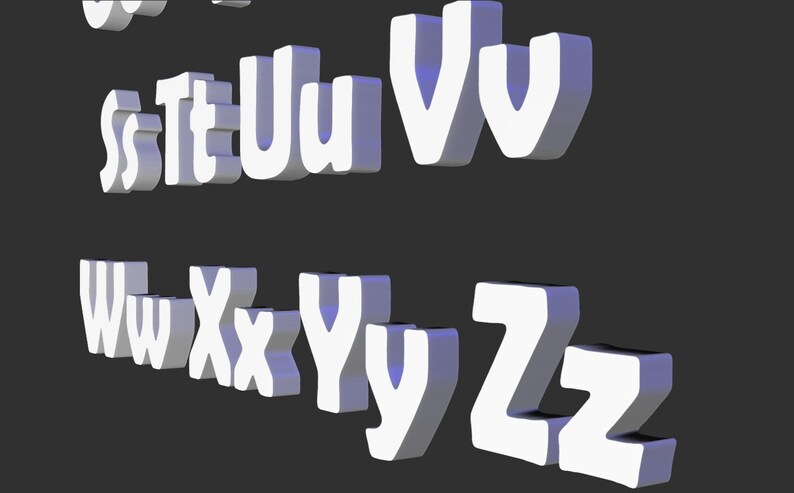STL Models of Letters of the English Alphabet Aa-zz Design Font for 3D ...