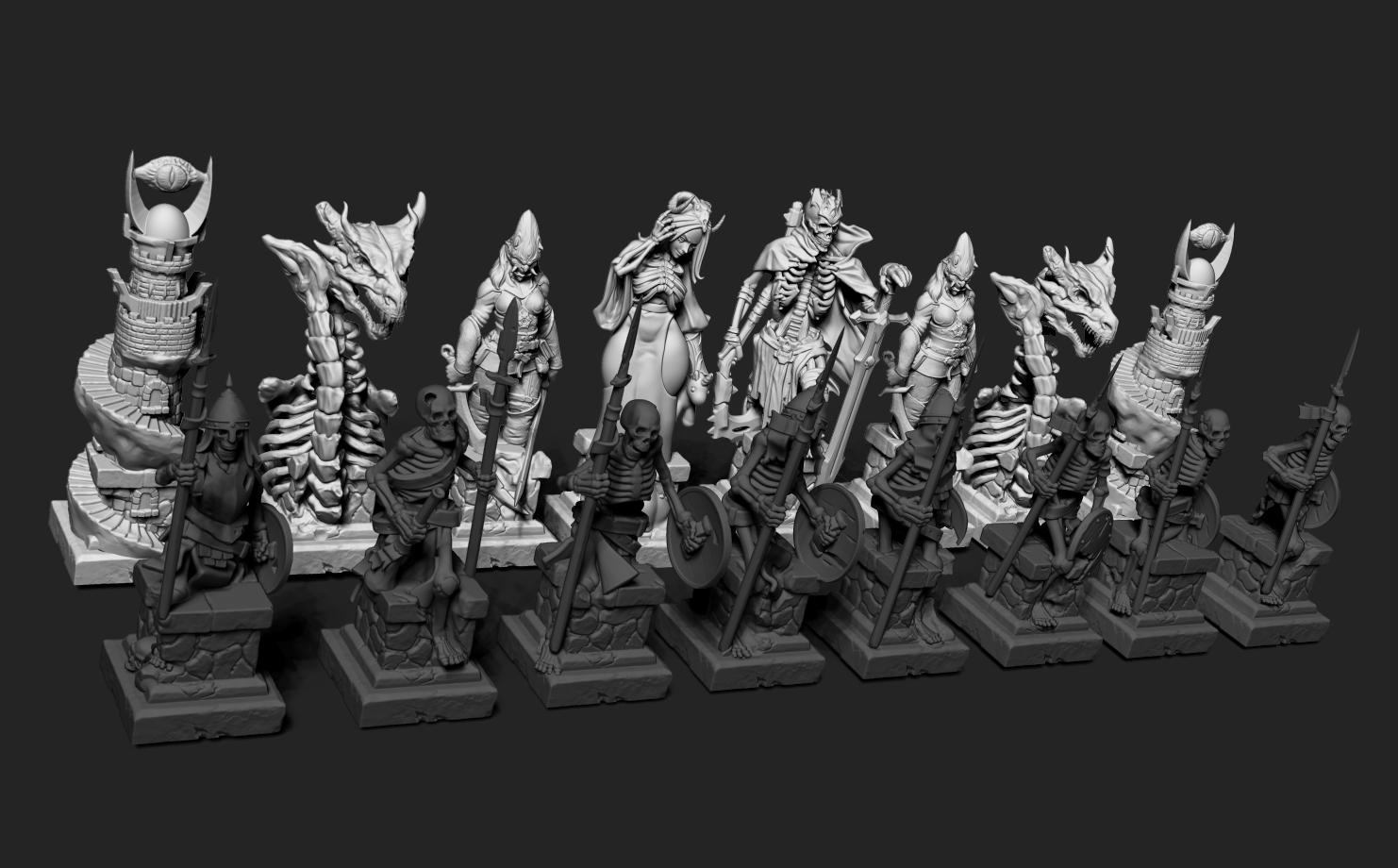 STL Chess Army of Undead Unique 13 Gaming Figures for 3D Printing - Etsy