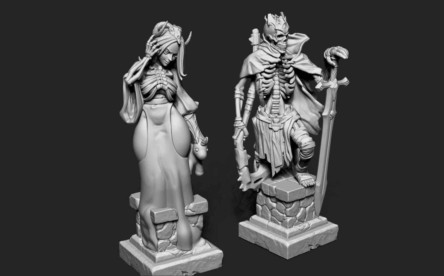 STL Chess Full Set 26 Unique Games Figures Undead and Legion for 3D ...