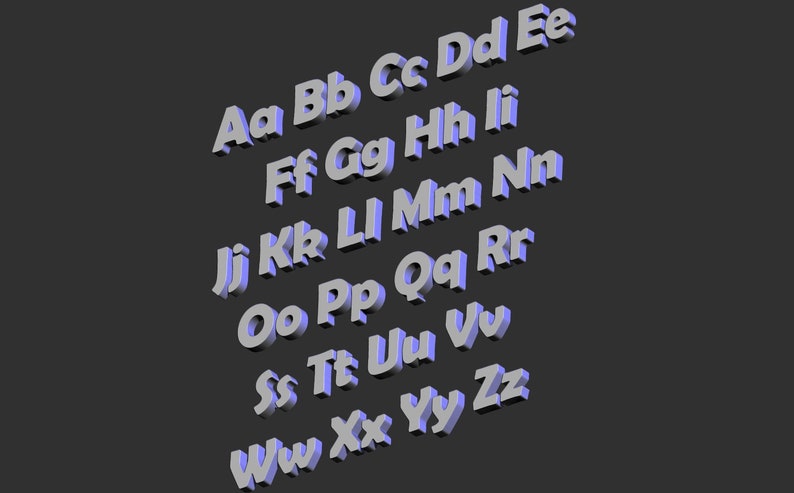 STL Models of Letters of the English Alphabet Aa-zz Design Font for 3D ...