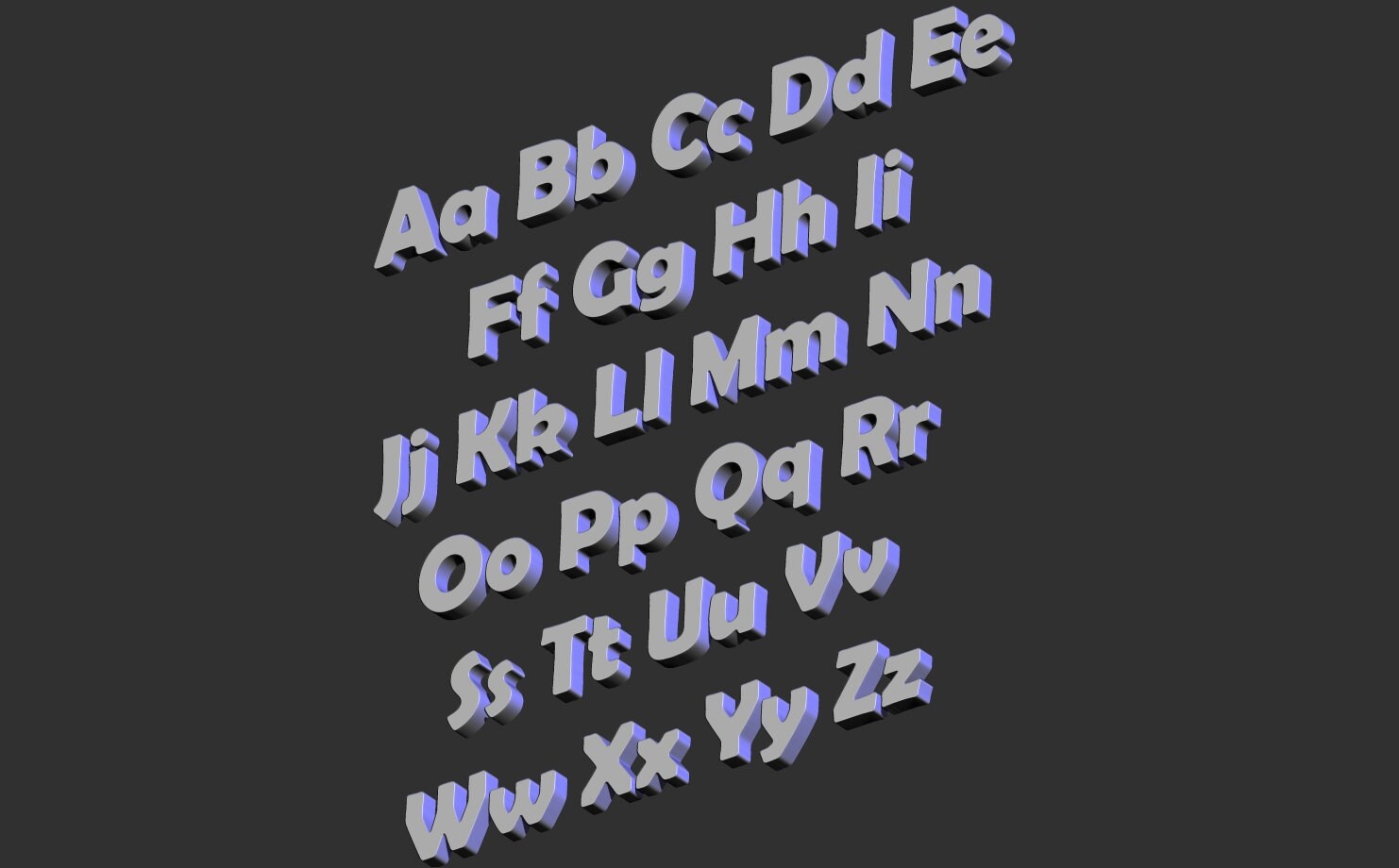 STL Models of Letters of the English Alphabet Aa-zz Design Font for 3D ...