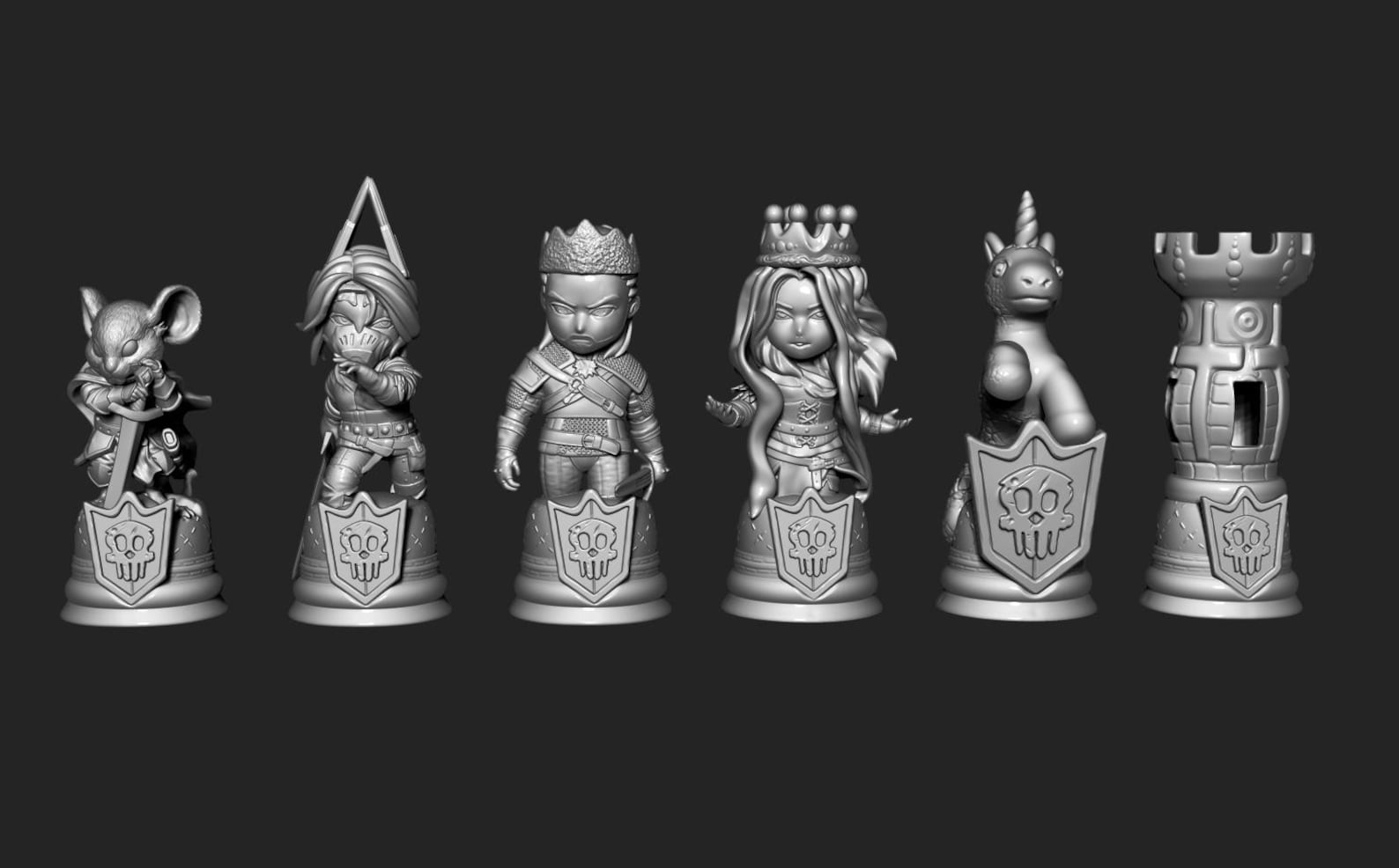 STL Set Chess Anime Chibi Figures Board Game Model for 3D Printing - Etsy