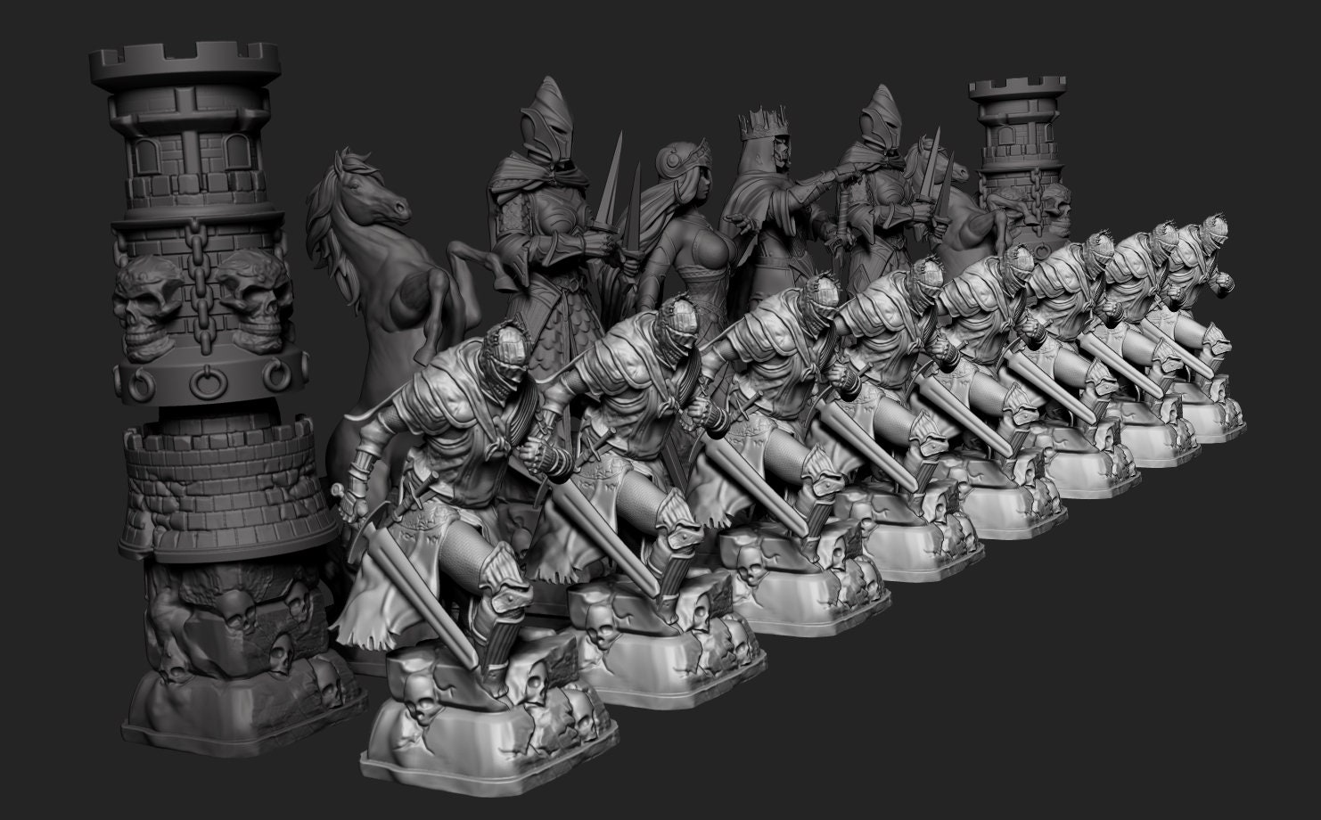 STL Figures Medieval Chess for Printing 3D Printers - Etsy