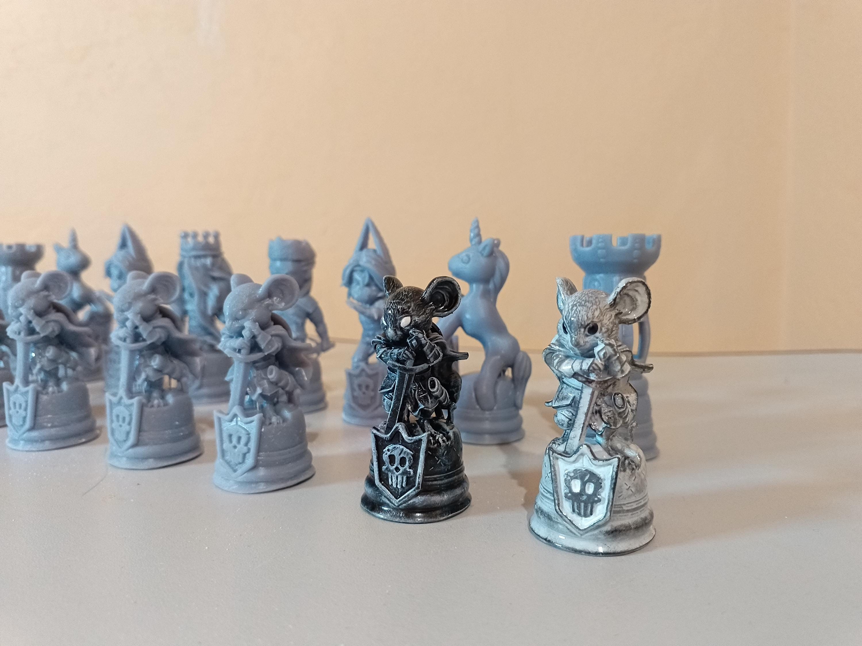 Complete Anime Chibi Style Resin Chess Set Handmade - Etsy
