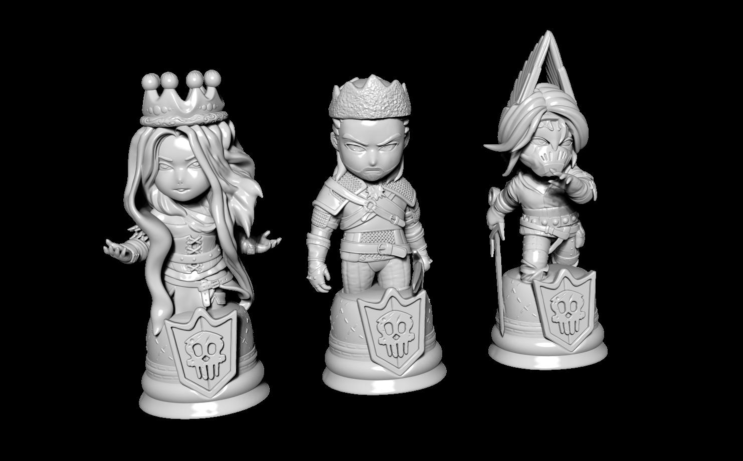 STL Set Chess Anime Chibi Figures Board Game Model for 3D Printing - Etsy