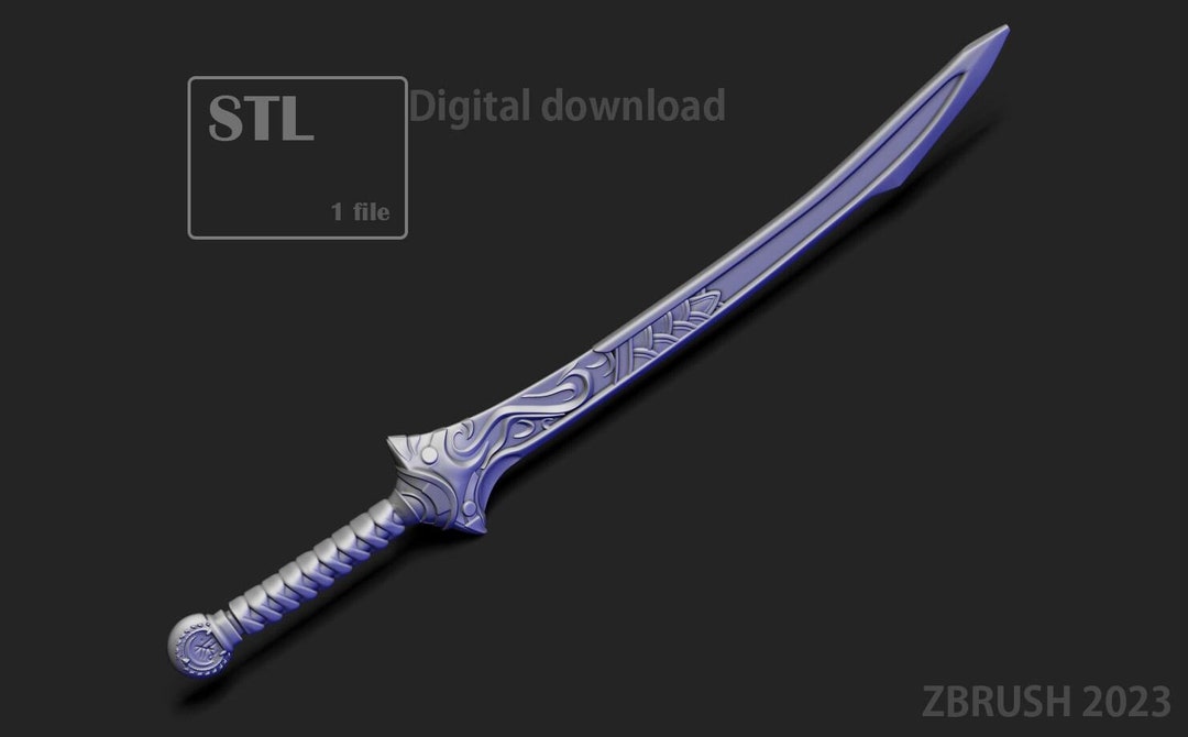 STL Samurai Long Sword Blade 3D Model Weapon for Printing Photopolymer ...