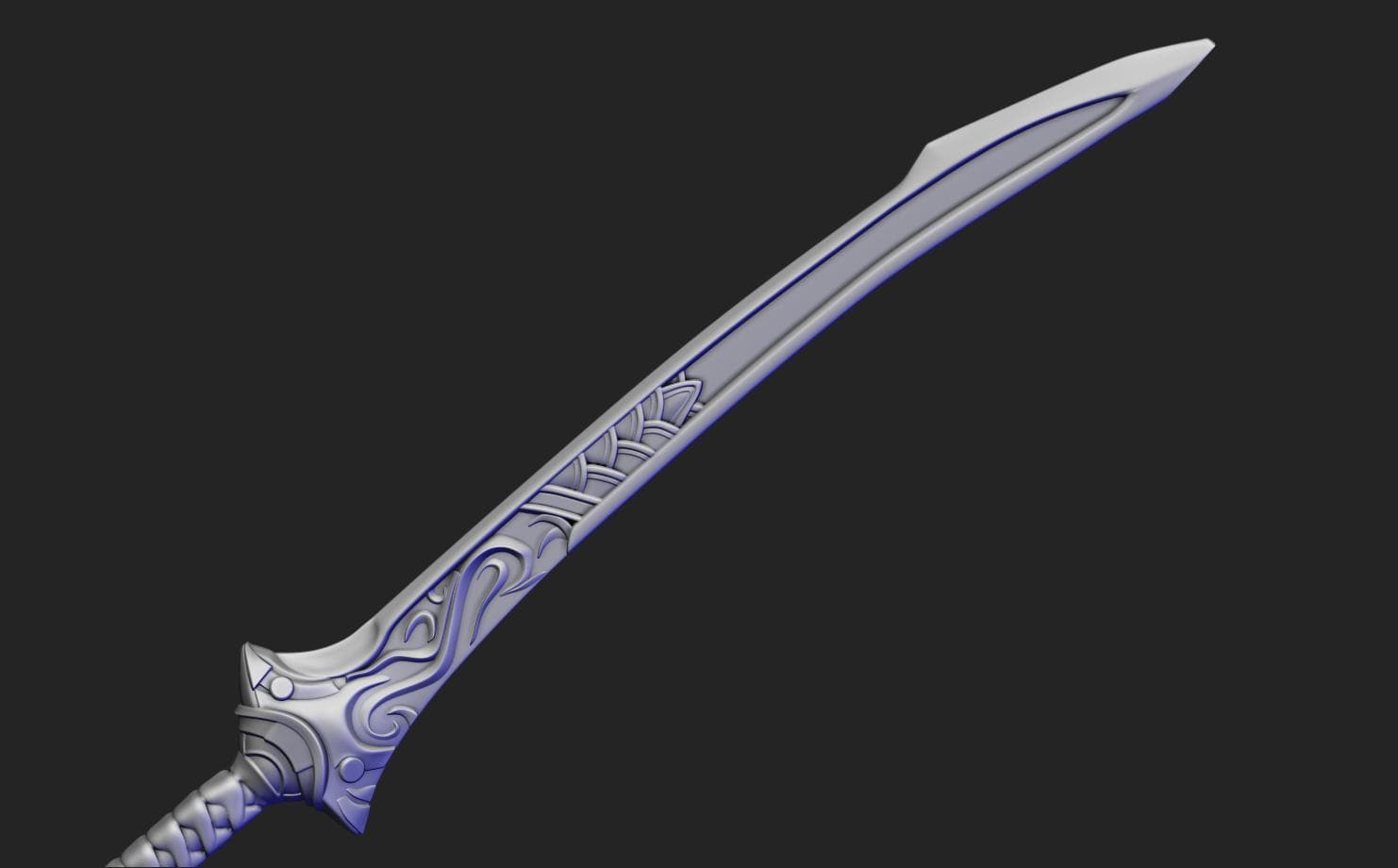 STL Samurai Long Sword Blade 3D Model Weapon for Printing Photopolymer ...