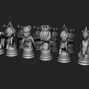 STL Set Chess Anime Chibi Figures Board Game Model for 3D Printing - Etsy