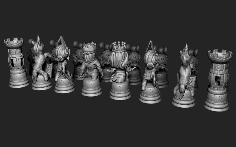 STL Set Chess Anime Chibi Figures Board Game Model for 3D Printing - Etsy