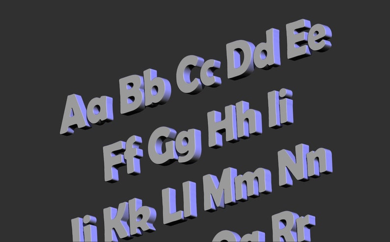 STL Models of Letters of the English Alphabet Aa-zz Design Font for 3D ...