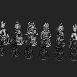 STL Set Chess Anime Chibi Figures Board Game Model for 3D Printing - Etsy