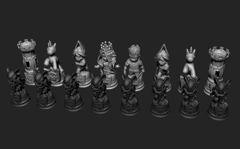 STL Set Chess Anime Chibi Figures Board Game Model for 3D Printing - Etsy