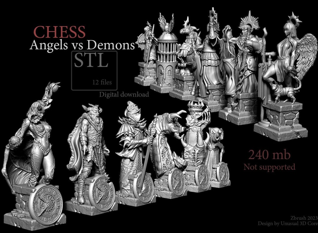 STL Files CHESS Angels Vs Demons 12 Unique Figures for 3D Printing - Etsy