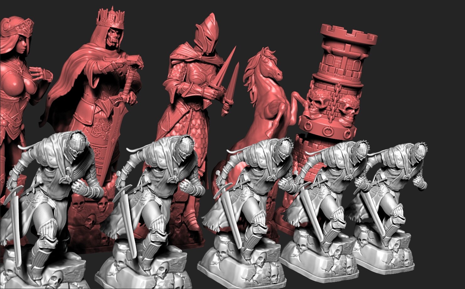 Stl Figures Medieval Chess For Printing 3d Printers Etsy 8489