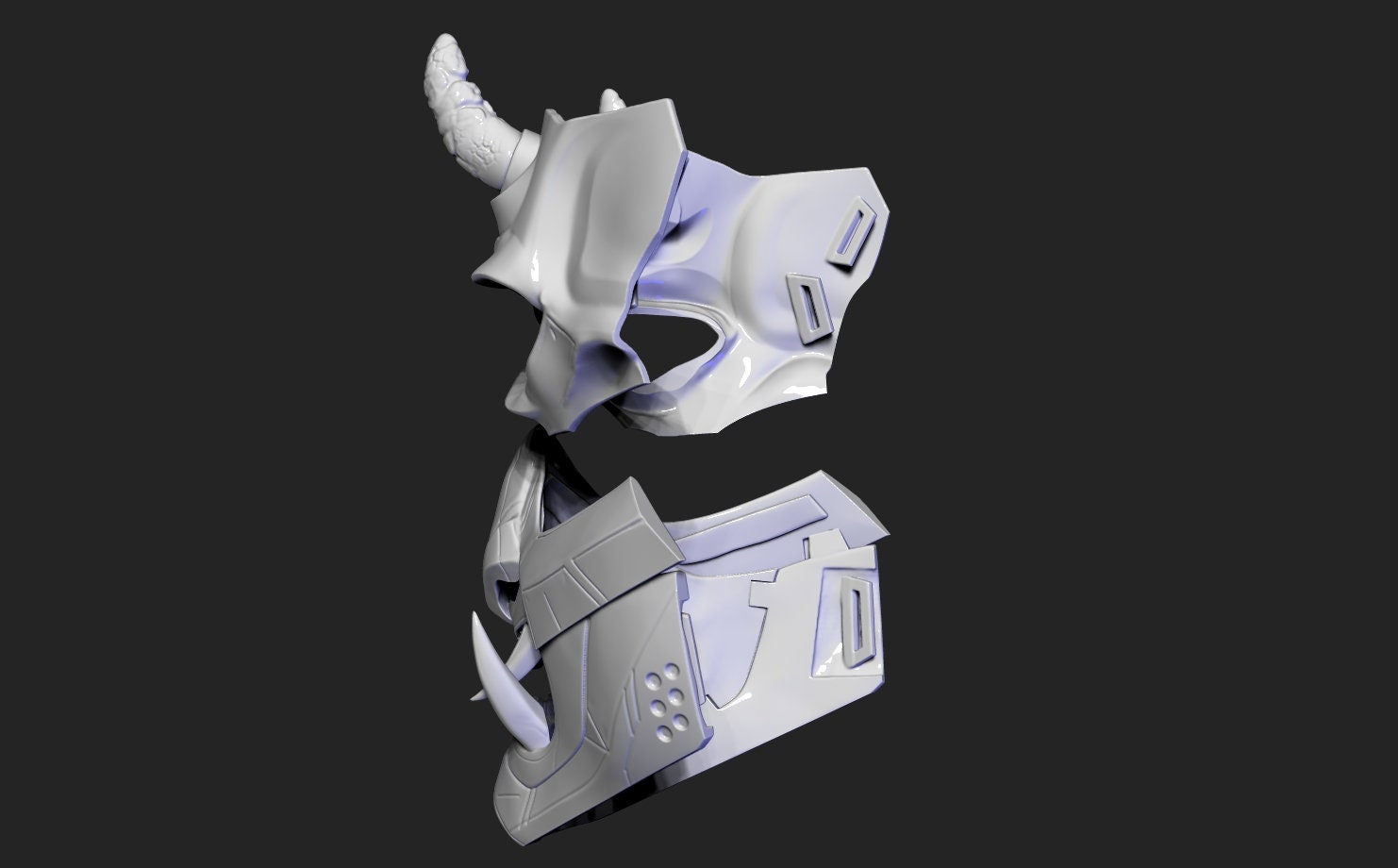 STL 3D Model Japanese Samurai Mask Skull Head Accessory - Etsy