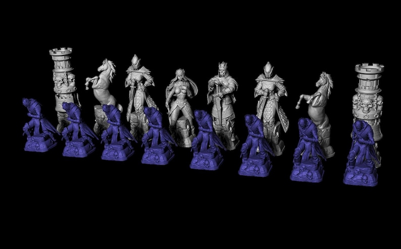 STL Figures Medieval Chess for Printing 3D Printers - Etsy