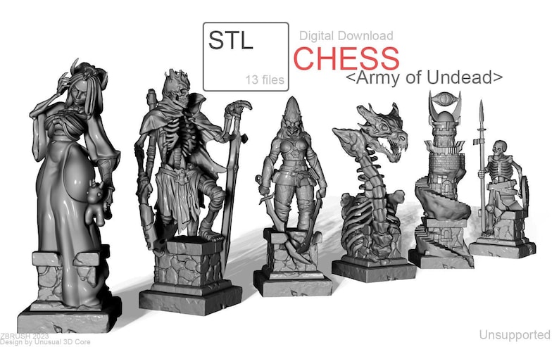 STL Chess Army of Undead Unique 13 Gaming Figures for 3D Printing - Etsy