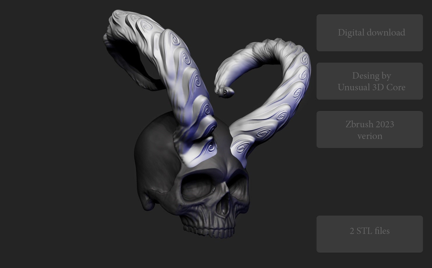 STL Model of Goat Horns, Demon Version 005 for 3D Printing - Etsy