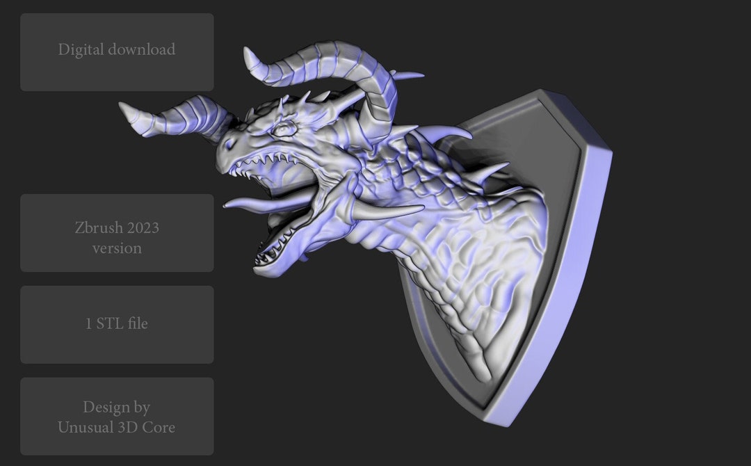 STL Dragon Head Wall Mount Decoration for 3D Printing - Etsy