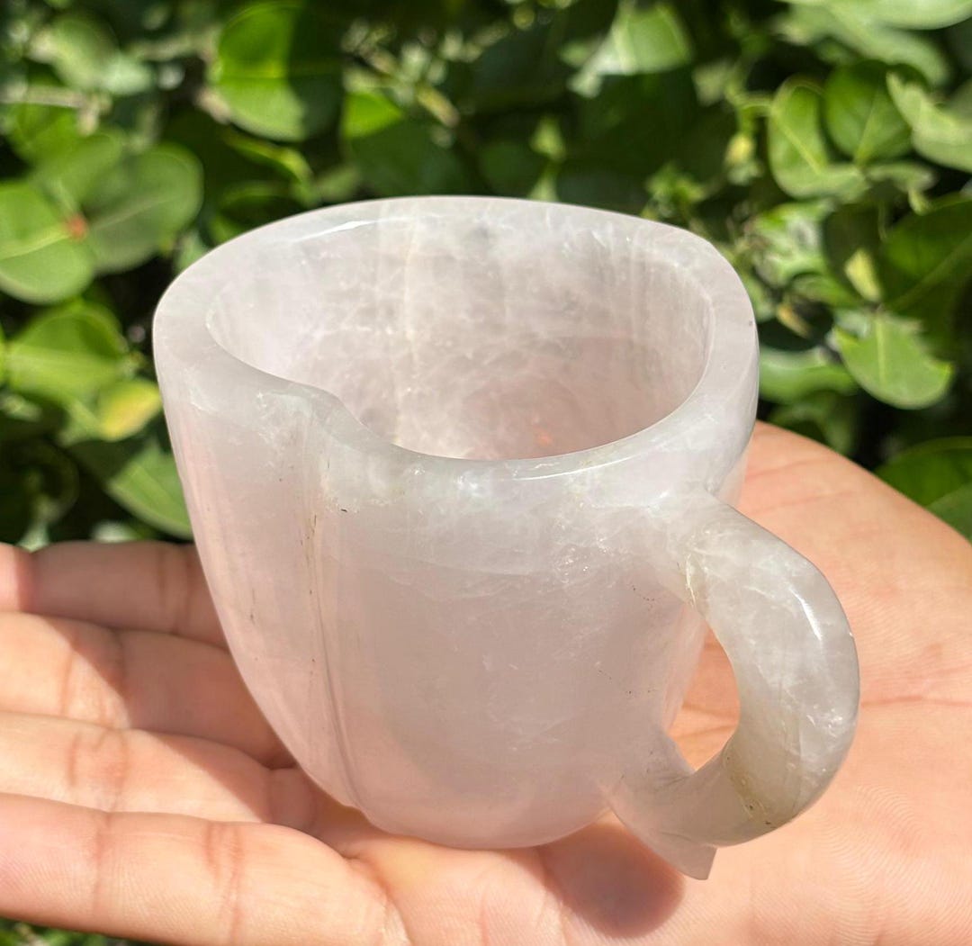 Rose Quartz Crystal Cup , Rose Quartz Coffee Cup , Gemstone Cup , Hand ...