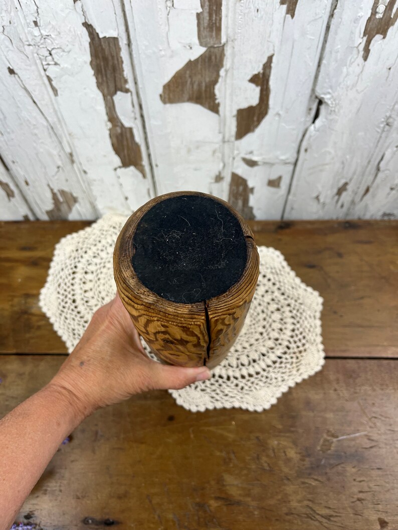Vintage Hand Turned Wood Weed Pot, Natural Wood Vase, Signed by Artist ...