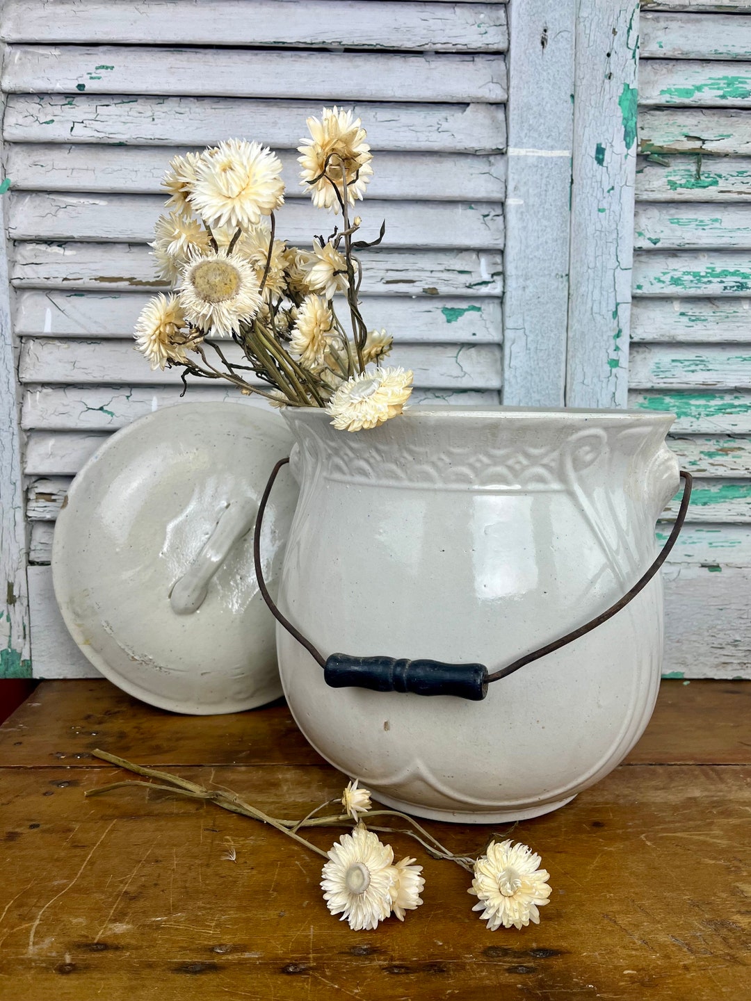 Antique Stoneware Slop Bucket With Lid - Etsy