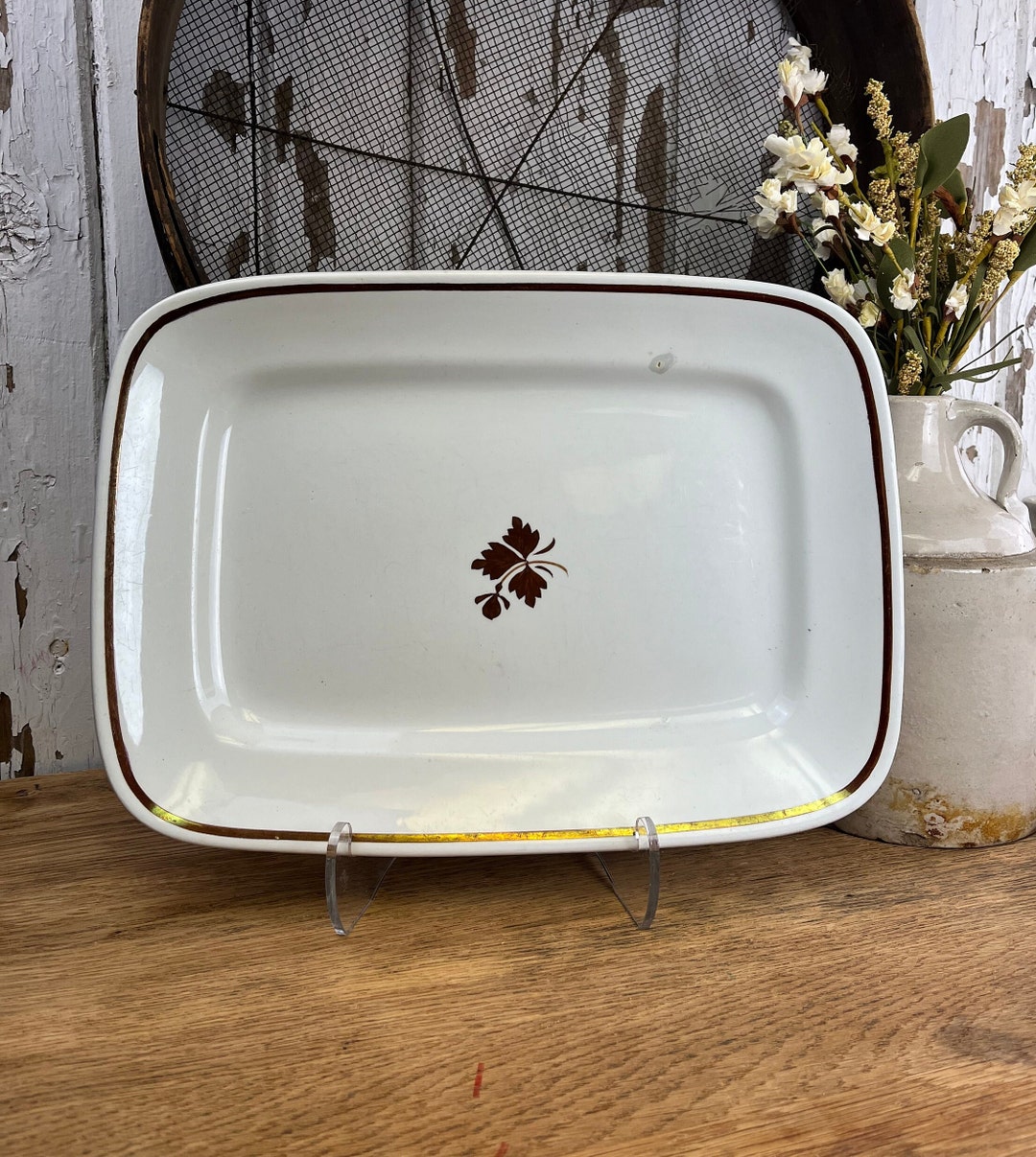 Antique Ironstone Tea Leaf Large Platter - Etsy