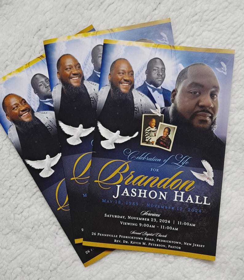 Printed Funeral Program Memorial Keepsake Obituary Celebration of Life ...