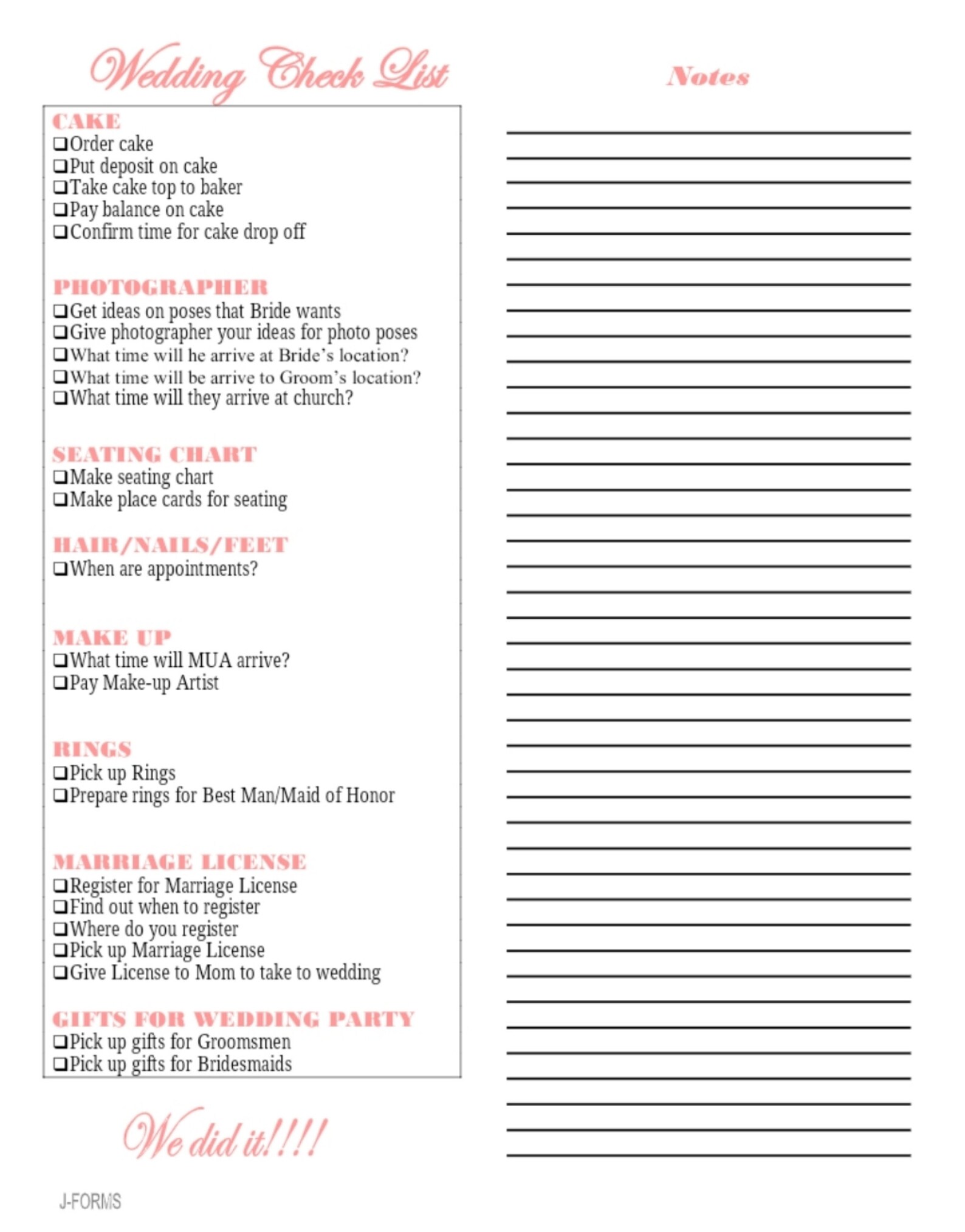 Bride Check List | Wedding Check List | Wedding Planner | Wedding ...