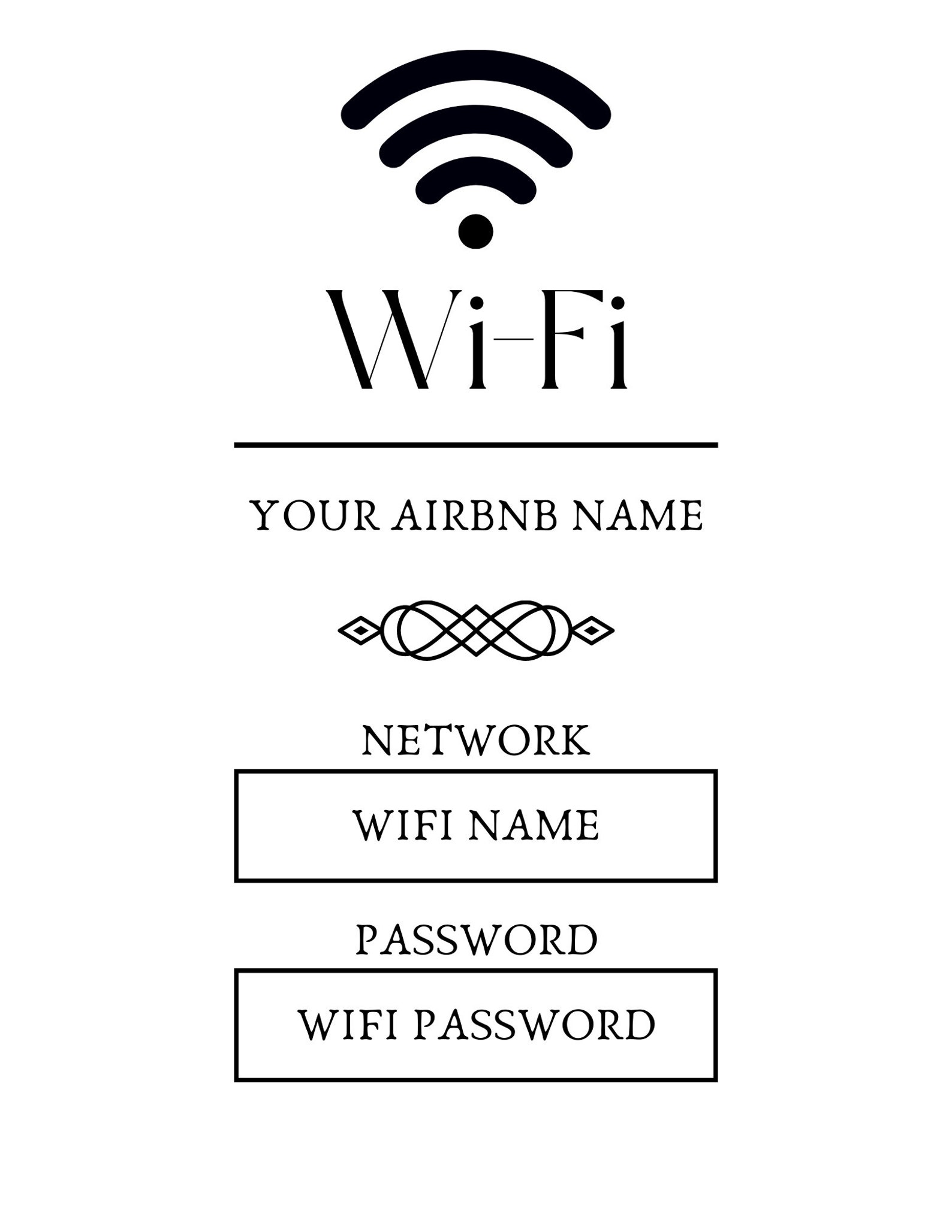 WIFI Sign Template | Printable Guest Wi-fi Signs | Digital Download ...