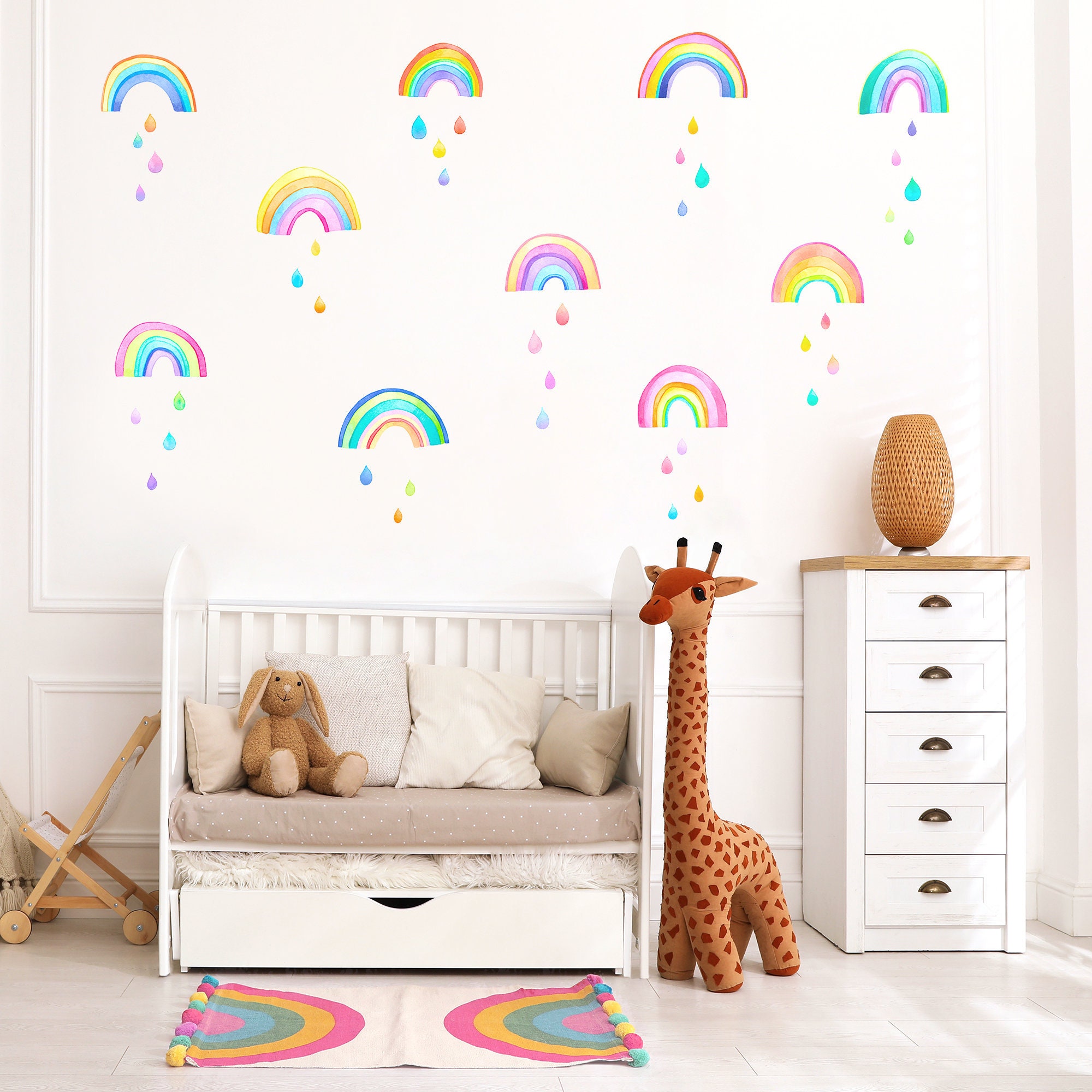 Watercolour Rainbow Decorative Sticker Colourful Rainbow Wall Stickers ...