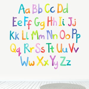 Rainbow Letters - Fabric Wall Decal - Watercolour Alphabet - Peel and ...