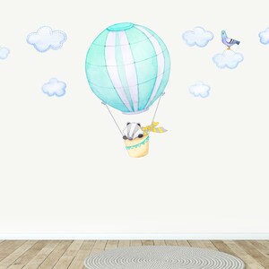Hot Air Balloon With Badger Wall Decal for Nurseries, Peel and Stick ...