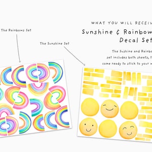 Fabric Wall Decal, Sunshine and Rainbows, Kids Watercolour Decal, Wall ...