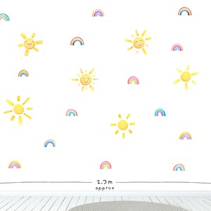 Fabric Wall Decal, Sunshine and Rainbows, Kids Watercolour Decal, Wall ...