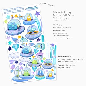 Alien Flying Saucers Wall Decals for Toddlers and Kids Rooms - UFO Peel ...