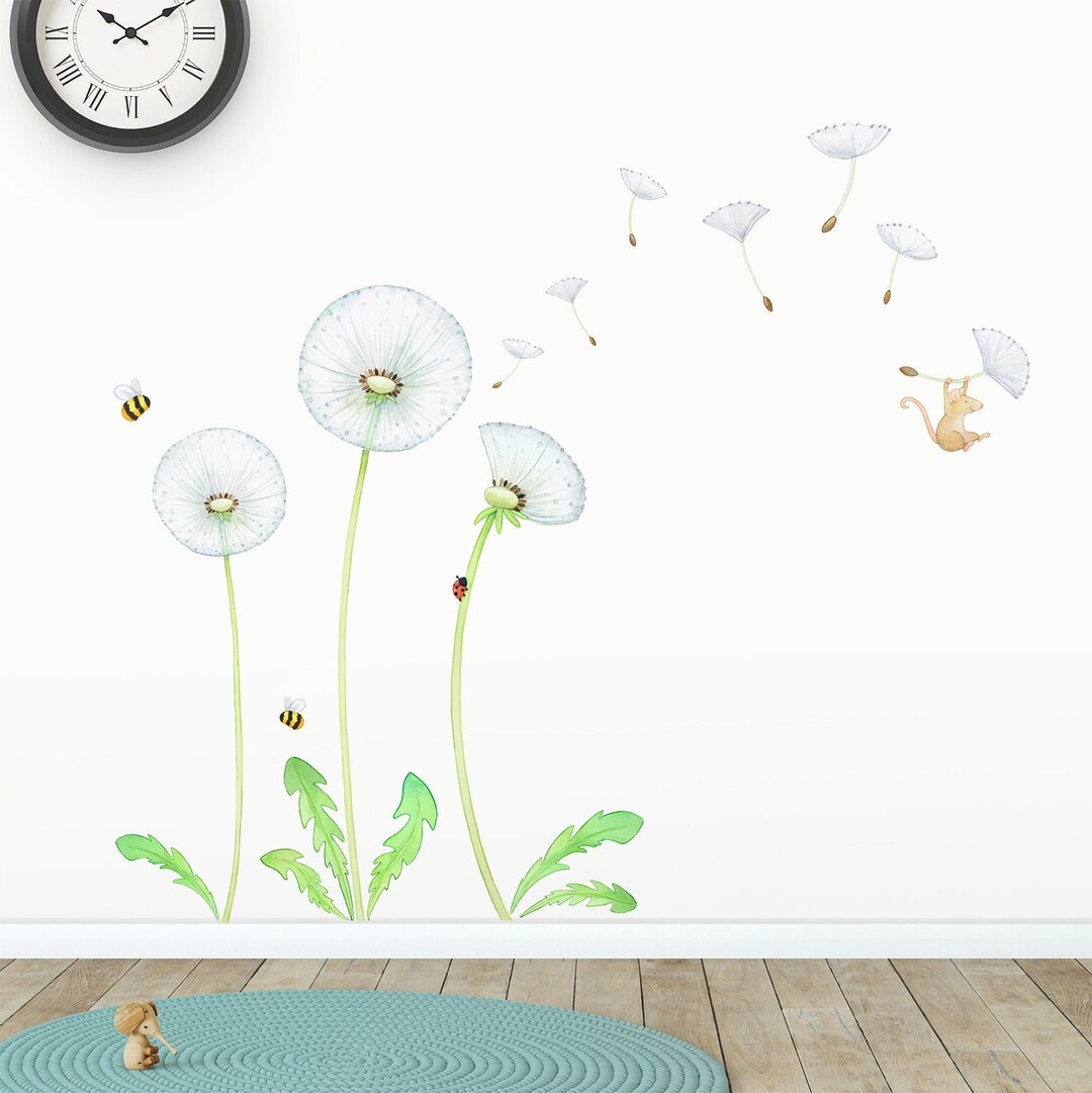 Dandelion Wall Decal Peel and Stick Fabric Wall Stickers for - Etsy