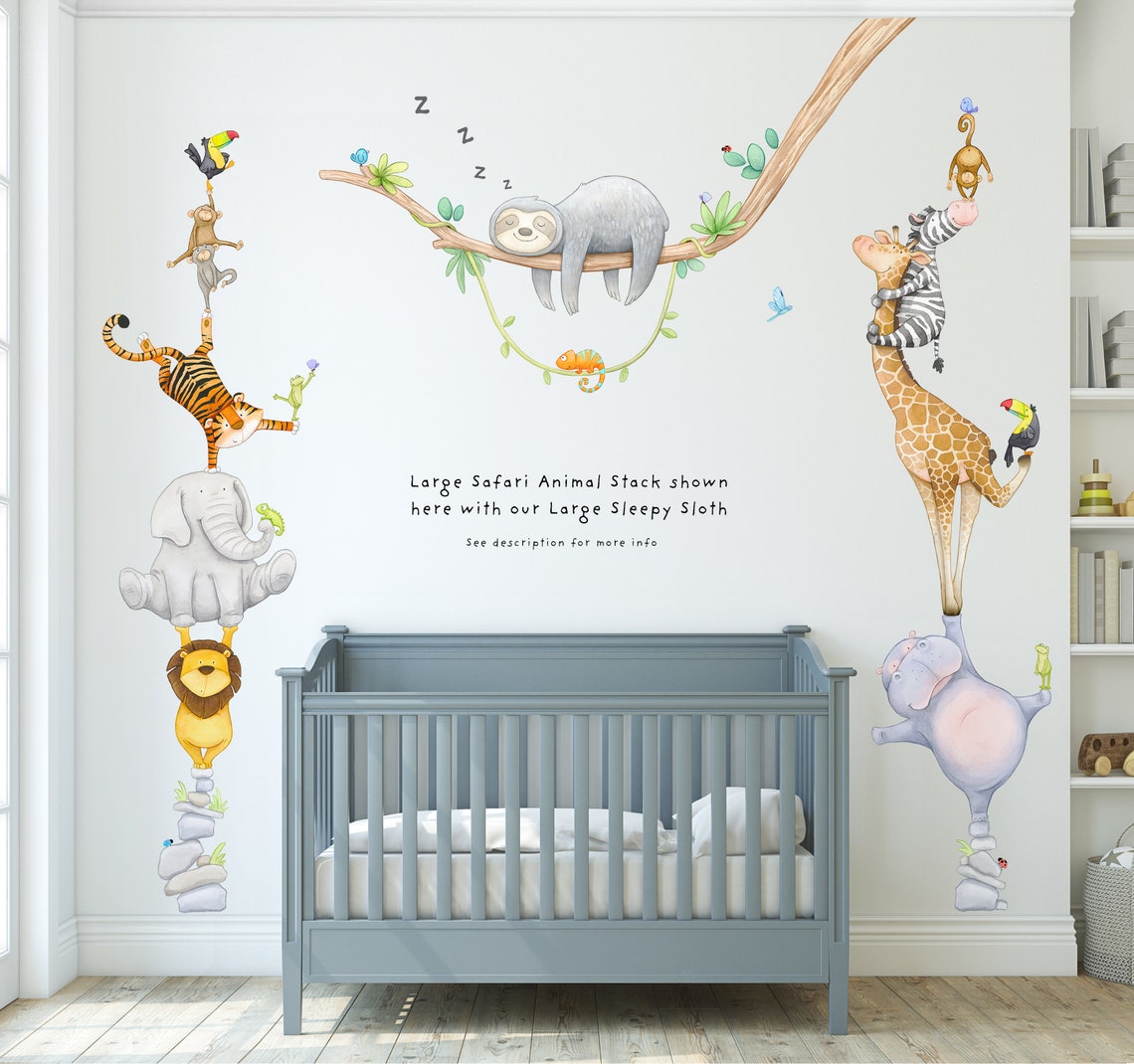 Safari Animal Stack Fabric Wall Decal Safari Nursery - Etsy