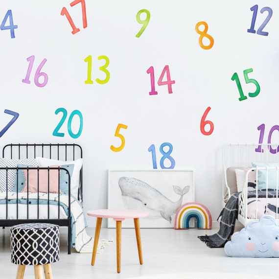 Rainbow Numbers Fabric Wall Decal Educational Resource | Etsy