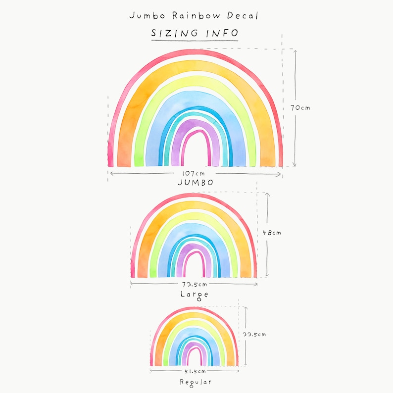 Fabric Wall Decal Large Rainbow Watercolour Kids Room Decor | Etsy