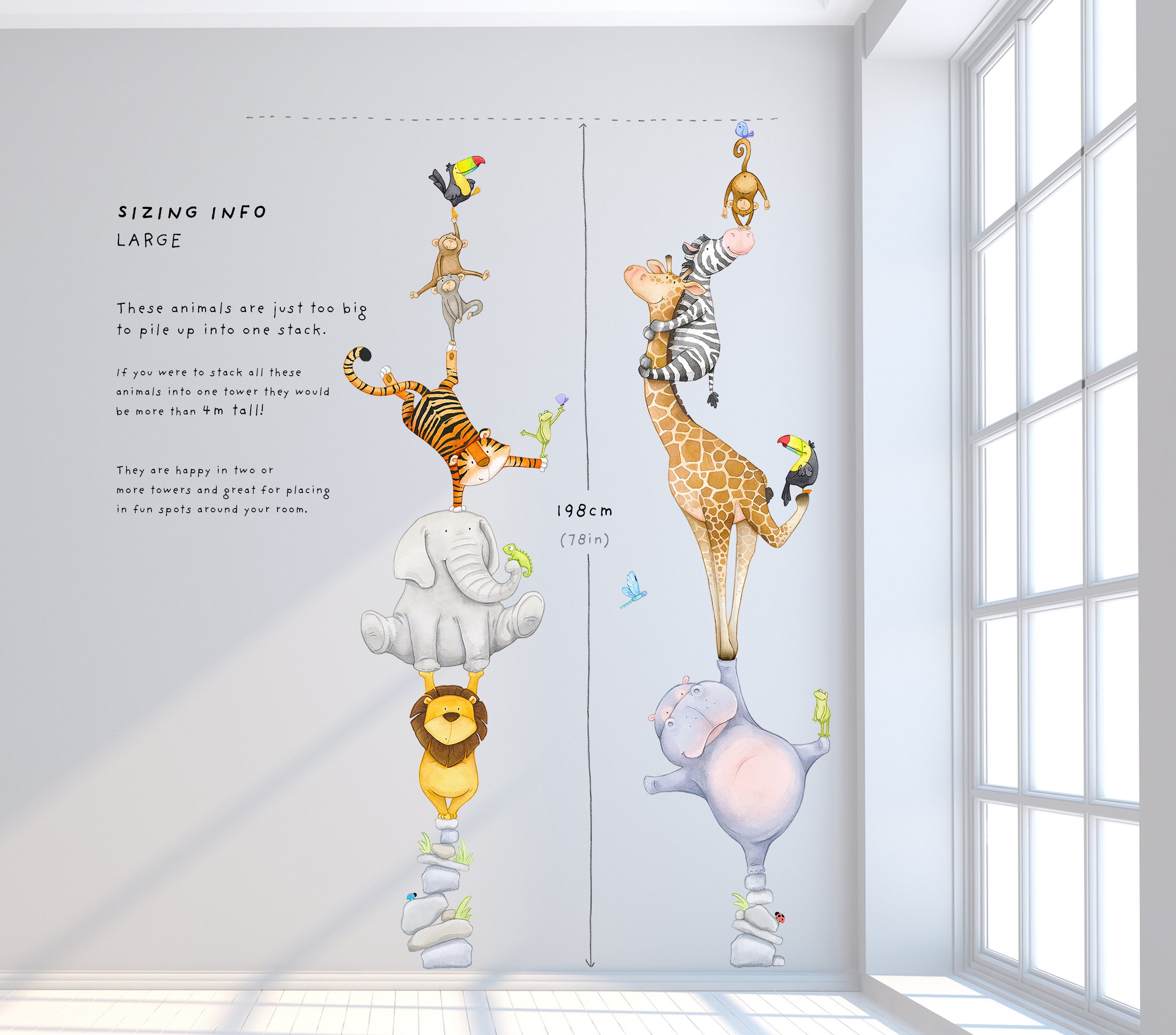 Safari Animal Stack Fabric Wall Decal Safari Nursery - Etsy