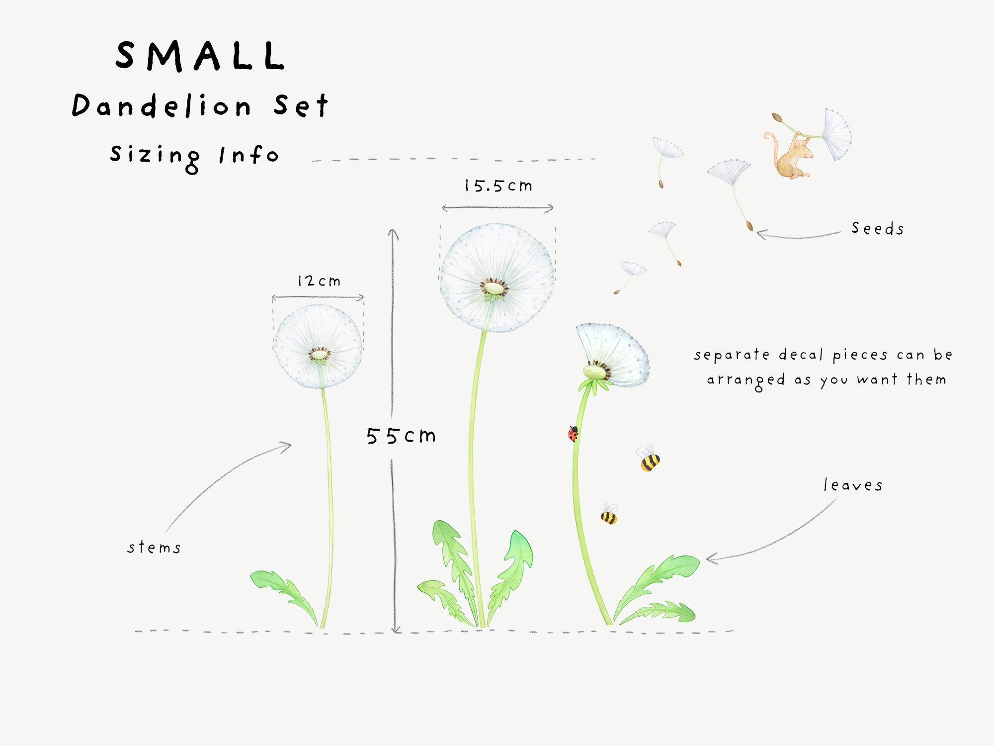 Dandelion Wall Decal Peel and Stick Fabric Wall Stickers for - Etsy